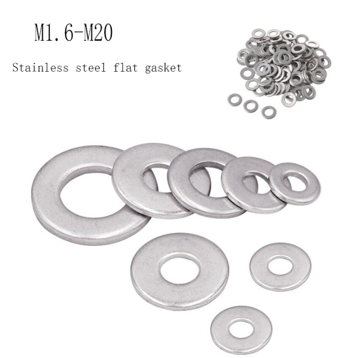 5-100PCS Plain Washer Size M1.6 M2 M2.5 M3 M4 M5 M6 M8 M10 M12 M14 M16 M18 M20 304 Stainless ...
