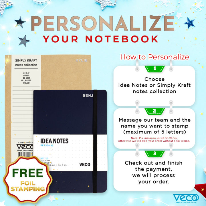 Veco Idea Notes Pocket Size Journal Notebook 3.6x5.5in w/Deluxe Cream ...