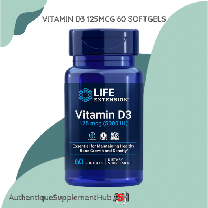 Life Extension, Vitamin D3, 125 mcg (5,000 IU), 60 Softgels | Lazada PH
