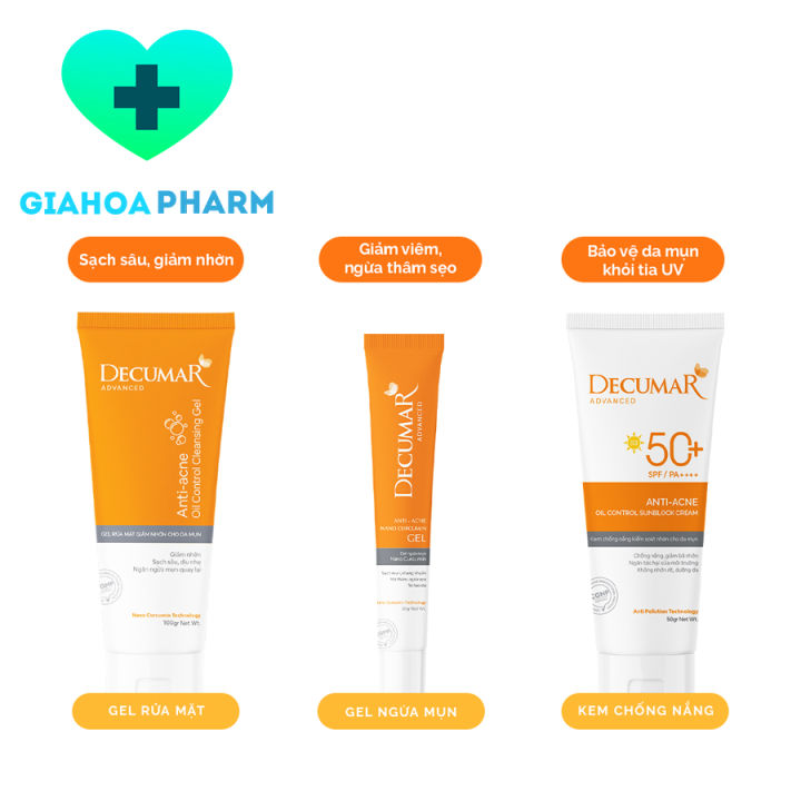 Decumar Advanced - Gel ngừa mụn, thâm, gel rửa mặt giảm nhờn, kem chống ...