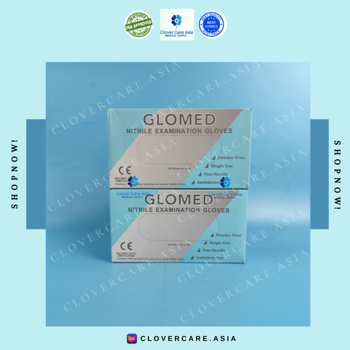 GLOMED Slim Blue Nitrile Examination Gloves (100 pcs/box) | Lazada PH