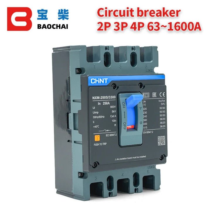 CHINT MCCB NXM Series 3P 4P Molded Case Circuit Breaker NXM-250S/4300 NXB-63 ature circuit ...