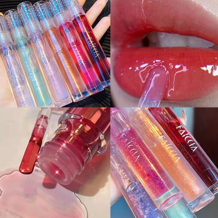 6 Color Transparent Glass Lip Cosmetics Makeup Mirror Water Lip Gloss ...