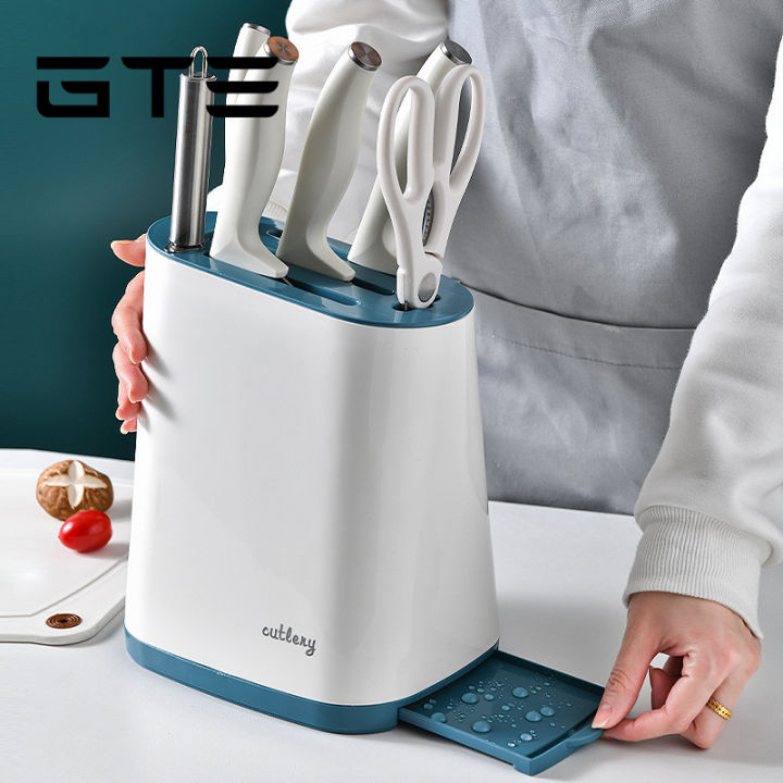 GTE Simple Kitchen Knife Holder Plastic Household Knife Storage Rack ...