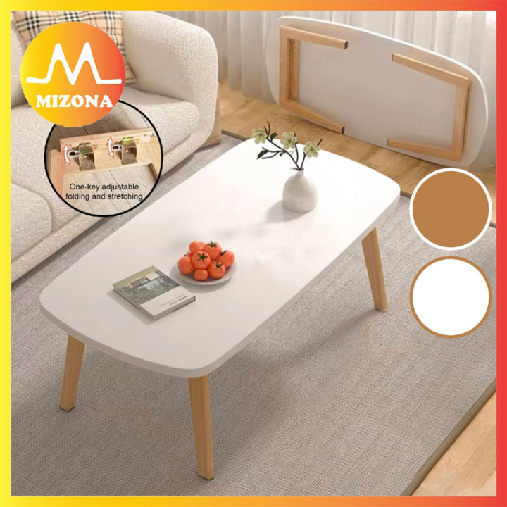 MIZONA 100CM Coffee Table Small Living Room Table Solid Wood Foldable ...