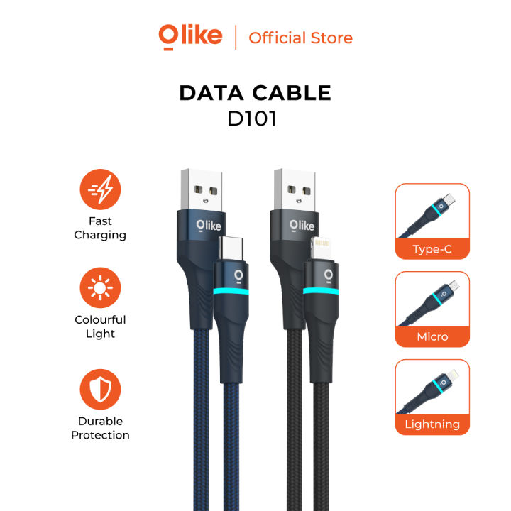 Olike Kabel Data Colorful Light Fast Charging Micro Usb Type-C ...
