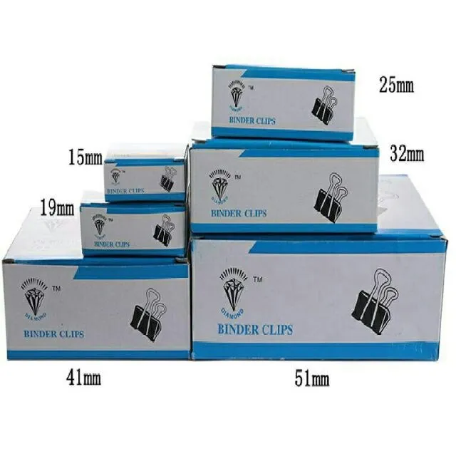 Binder Clip Clip Fold Back 19mm, 25mm, 32mm, 41mm, 51mm Sold Per Box of ...