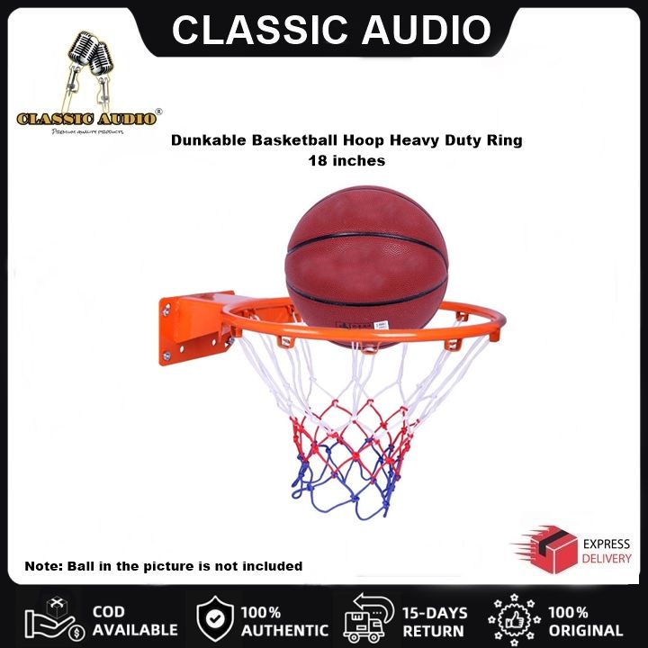 Classic Audio Dunkable Basketball Hoop Heavy Duty Ring 18 Inches ...