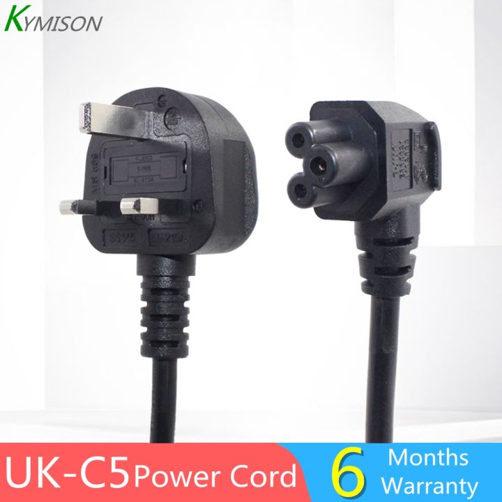 UK BS1363 Mains Plug To IEC C5 Right Angle 3pin Laptop Power Lead Cable PC Monitor Type G ...