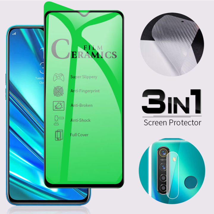 3-In-1 Ceramic Full Tempered Glass + Camera Lens Back Screen Sticker for Realme 12 11 10 10T 9 ...