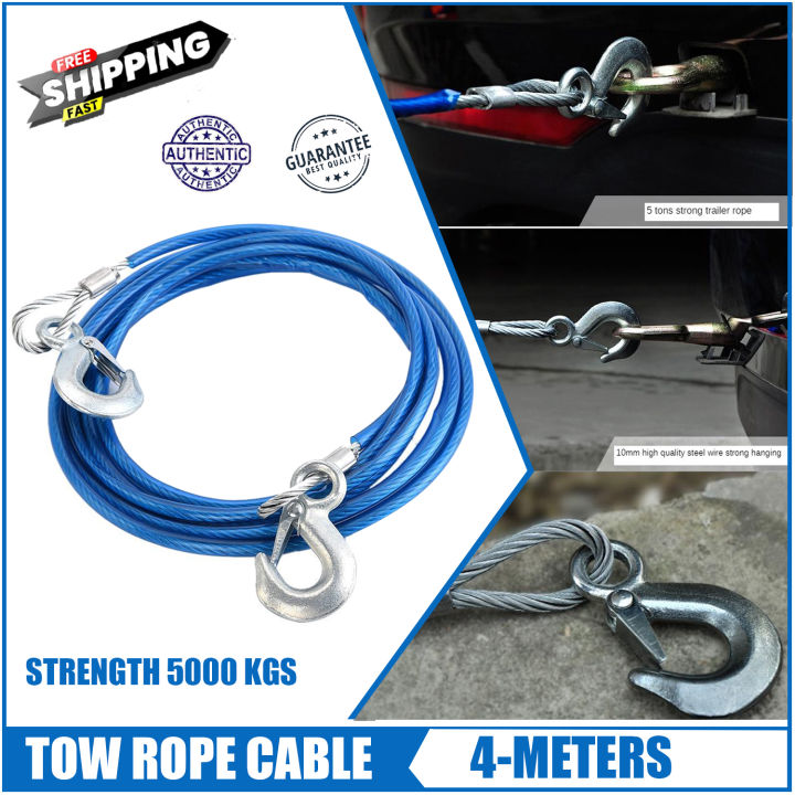 4m 5 Tons Heavy Duty Wire Cable High Strength Safety Hook Steel Wire ...