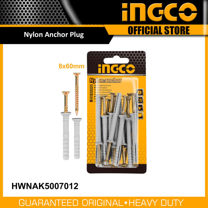 Ingco Nylon Anchor Plug 6x40mm | 6x60mm | 8x60mm | 8x80mm SOLD PER PACK ...
