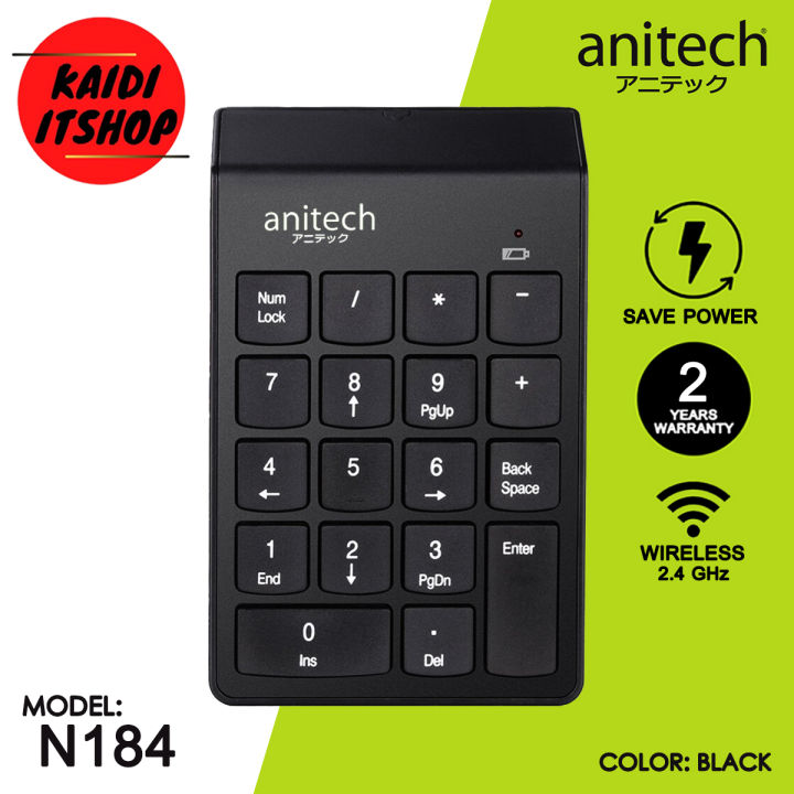 Anitech (รับประกันบริษัท 2 ปี) คีย์บอร์ดตัวเลข แบบไร้สาย Wireless 2.4 Numeric Keypad model: N184 ...