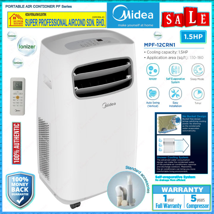 Midea 1.5hp Portable Air Conditioner MPF-12CRN1 ((ionizer)) Portable ...