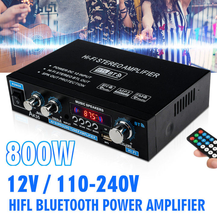 WORLDCHIPS / 800W AK35 Mini Amplifier 12V/220V FM SD 2CH HiFi bluetooth ...