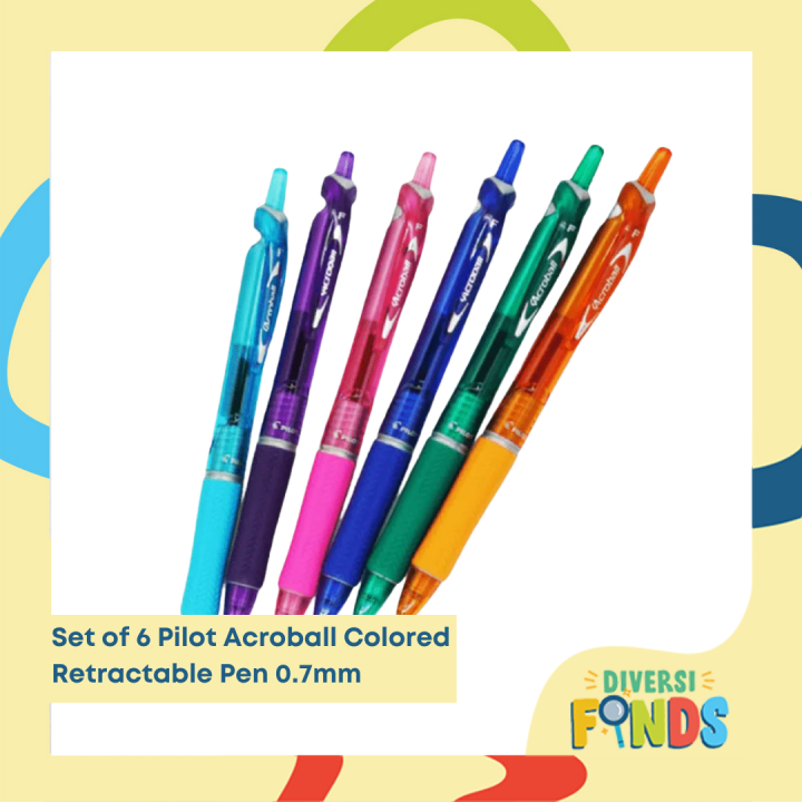 6pcs (set) Pilot Acroball Pen Colored Pen Fine 0.7mm -Pink, Blue ...