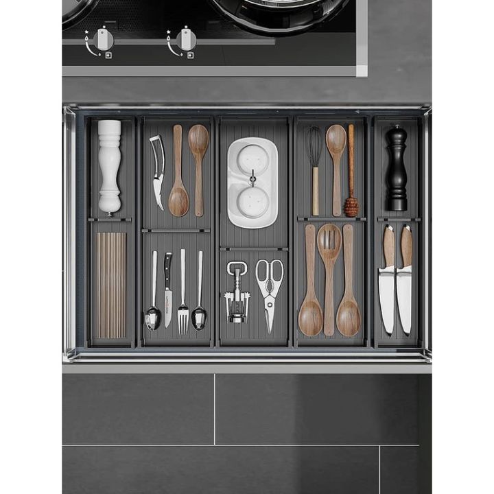 Luxury Aluminium Kitchen Cabinet Pull Out Drawer Organizer Spoon Tray ...