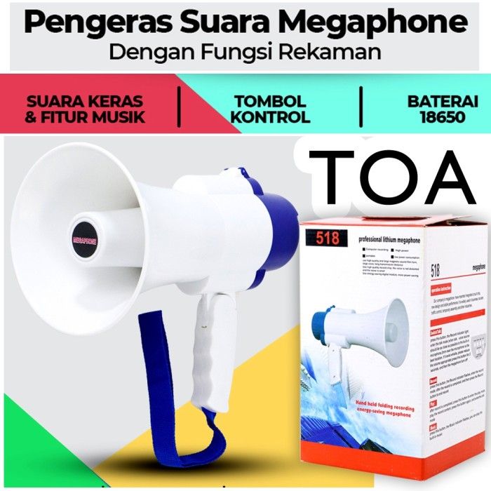 TOA Pengeras Suara Megaphone Baterai Rechargeable With Fungsi Rekaman | Lazada Indonesia