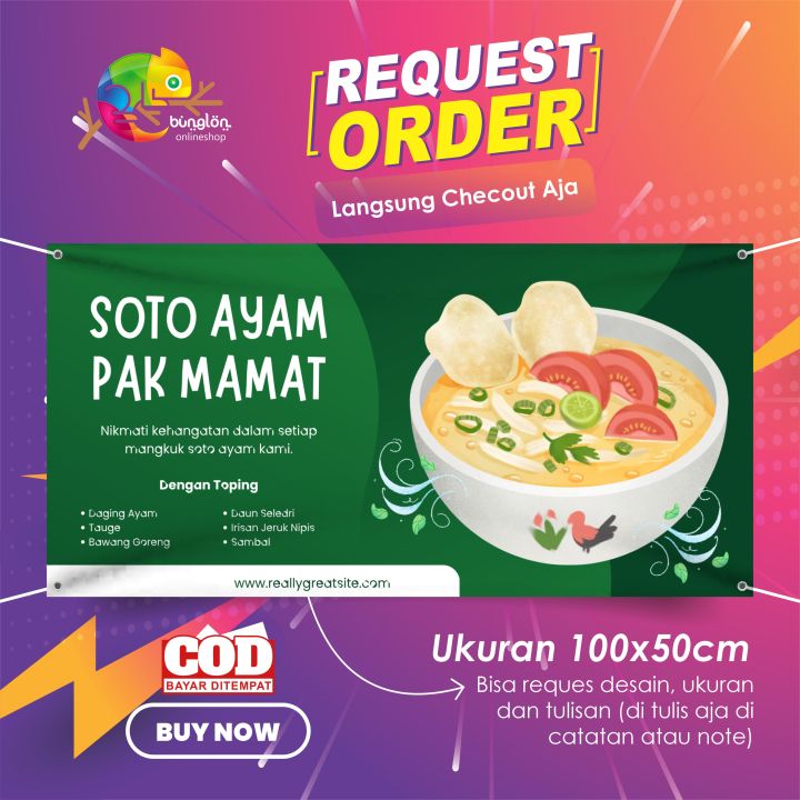 Spanduk Banner Soto Ayam Ilustrasi Hijau Dan Putih | Lazada Indonesia