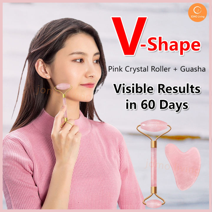 SG Ready Stocks Pink Roller Natural Jade GuaSha Set Eyes Face Body ...