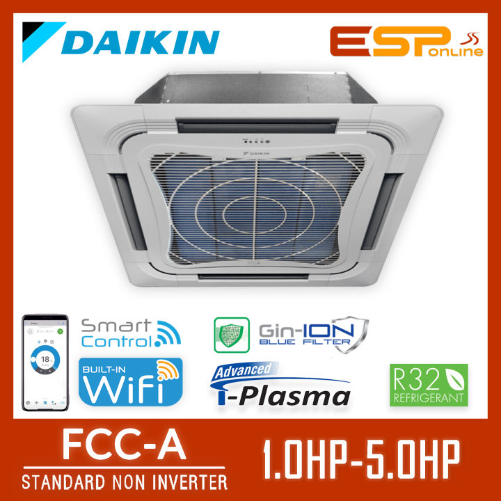 Daikin 1HP - 5HP R32 SkyAir Ceiling Cassette Non Inverter Air Conditioner FCC-A Series / FFC-A ...