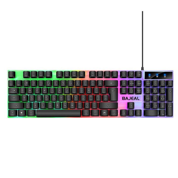Wired USB Keyboard Seven Color Lights Ergonomic Keyboard 98 Keys ...