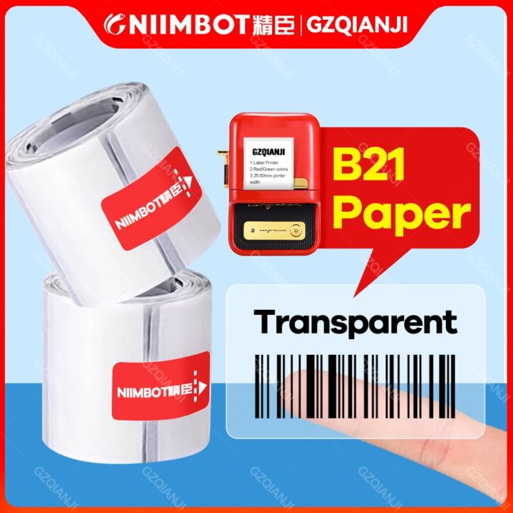 Niimbot B21 Transparent Roll Sticker Label Printing Paper Name Sticker adhesive sticker book ...
