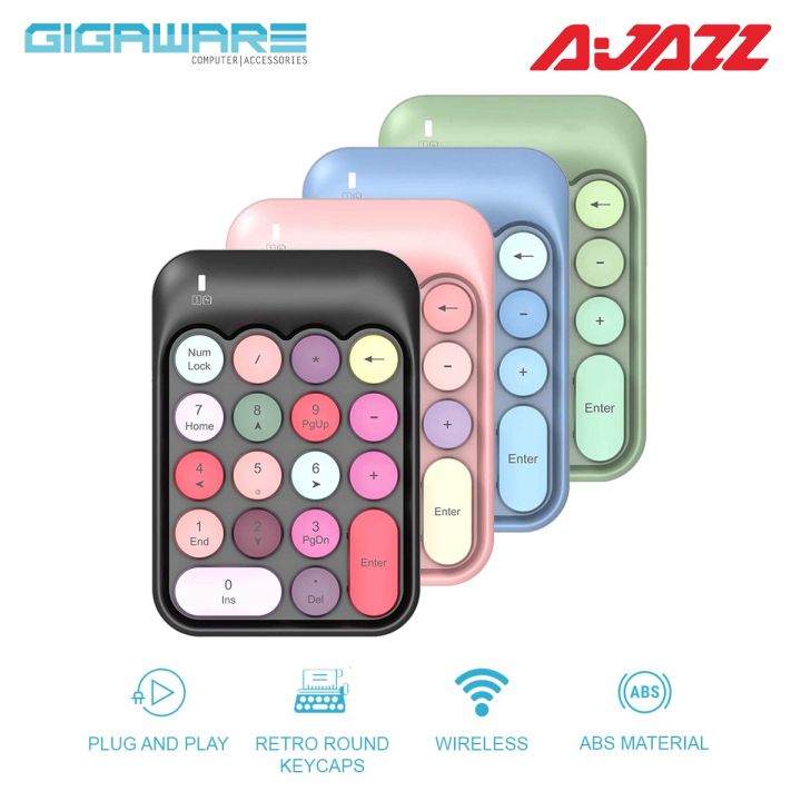 Ajazz AK18 Numeric Pad 2.4G Wireless Numpad Keyboard 18-Key Retro ...