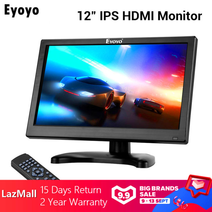 【In Stock】Eyoyo Monitor 12 Inch IPS Screen 1366x768 HD Display Small ...