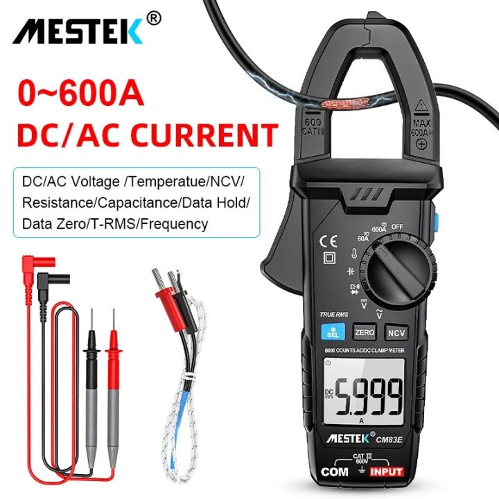 Mestek Digital Clamp Meter AC DC Clamp 600A Multimeter Capacitance 6000 Count Amperimetrica ...
