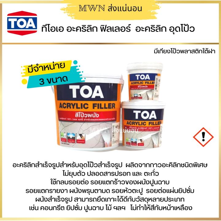 TOA Acrylic Filler อะคริลิก ฟิลเลอร์ ขนาด 1/8, 1/4, 1 แกลลอน (1 ชิ้น ...