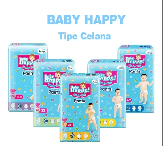BABY HAPPY Diapers Pants S38+2 M32 L28 XL26 XXL24 | BABY HAPPY Body Fit ...