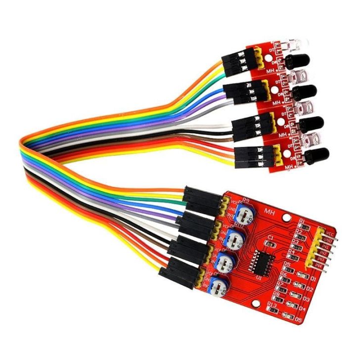 4-way Infrared Line Tracking Module (โมดูลตรวจจับเส้นสำหรับ Smart Car ...