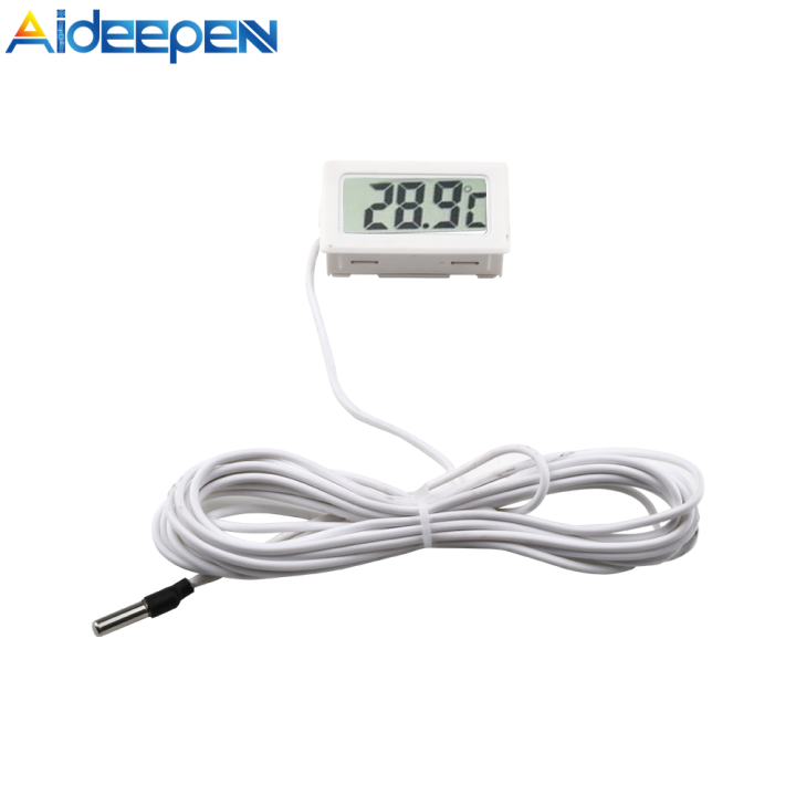 Aideepen FY-10 Embedded Digital Display Thermometer with 3M Wire and LR44 Battery White ...