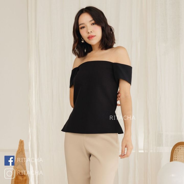 (Pre Order 7-14 วัน) RitaPeranel เสื้อปาดไหล่ ใส่แล้วได้ลุคเรียบหรู ดูลูกคุณ ตัดด้วยผ้าBM ใส่ได้ ...