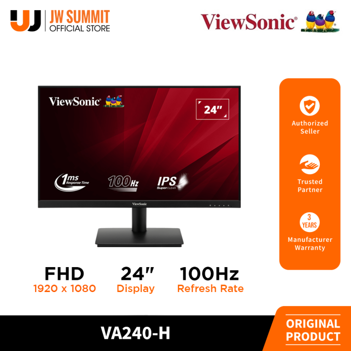 ViewSonic VA240-H 24" FHD 100Hz 1ms IPS Panel Technology Blue Light ...