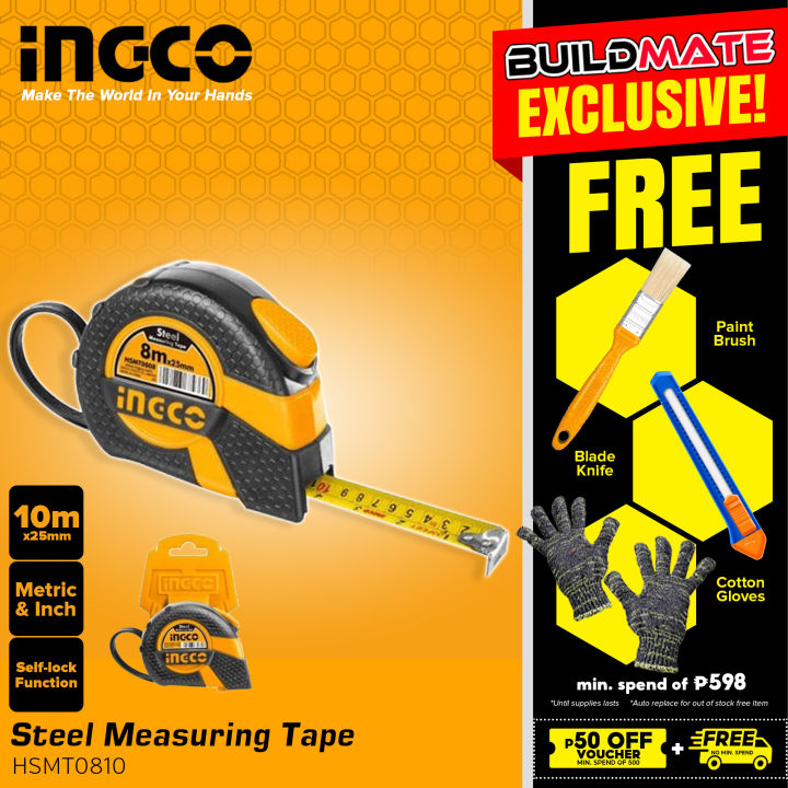 INGCO Steel Measuring Tape 10m x 25mm HSMT0810 Black IHT | Lazada PH