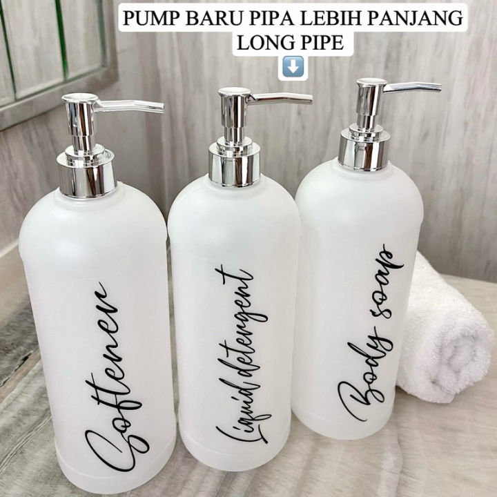 BOTOL 1L PUMP TRANSPARAN SILVER LUXURY 1000ML . aesthetic bottle refill ...