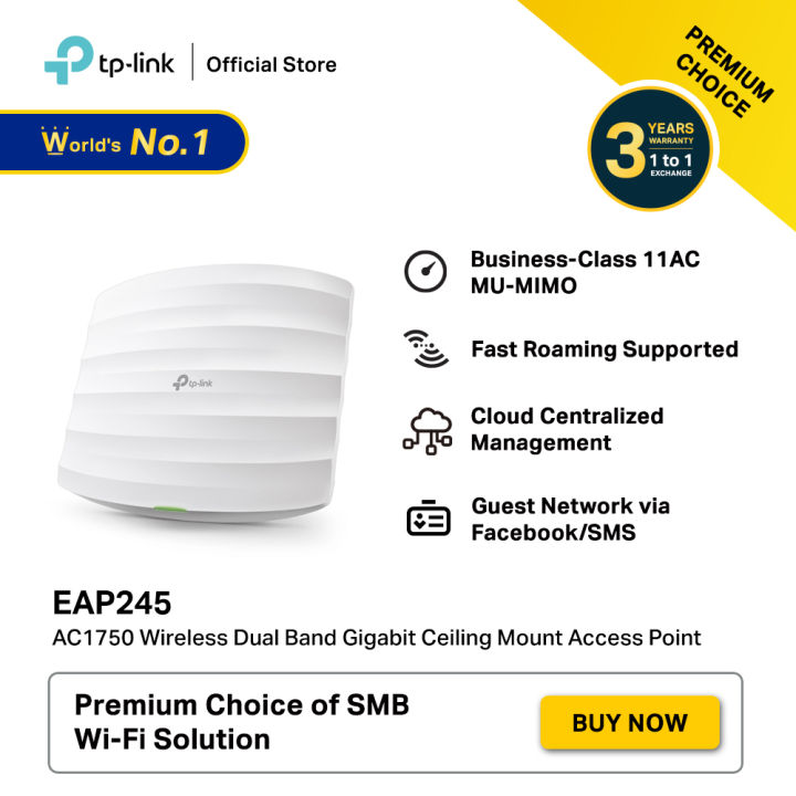 TP-Link EAP245 - AC1750 Wireless Dual Band Gigabit Ceiling Mount Access ...