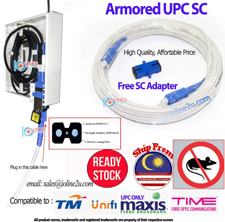 10m 15m 20m 25m 30m SC-SC Single Mode armored Drop fiber optic patch ...