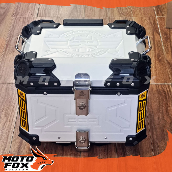 SEC White 45L Alloy Top Box with Back Rest | Lazada PH SEC White 45L Alloy Top Box with Back Rest | Lazada PH