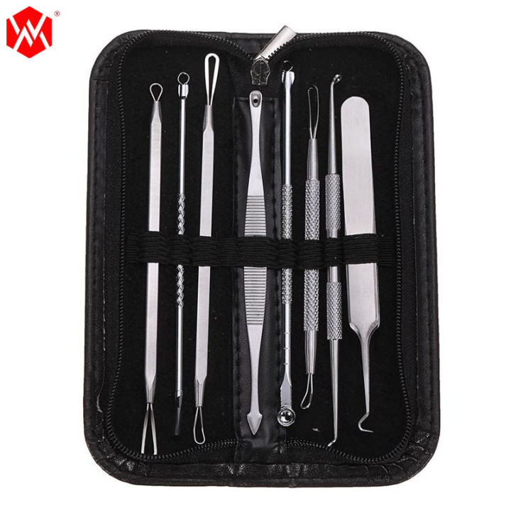 WM-007 8 Pcs Stainless Steel Blackhead Remover Tool Professional Pimple ...