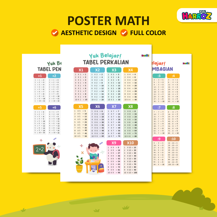 Poster Edukasi Belajar Berhitung Perkalian Pembagian Penjumlahan ...