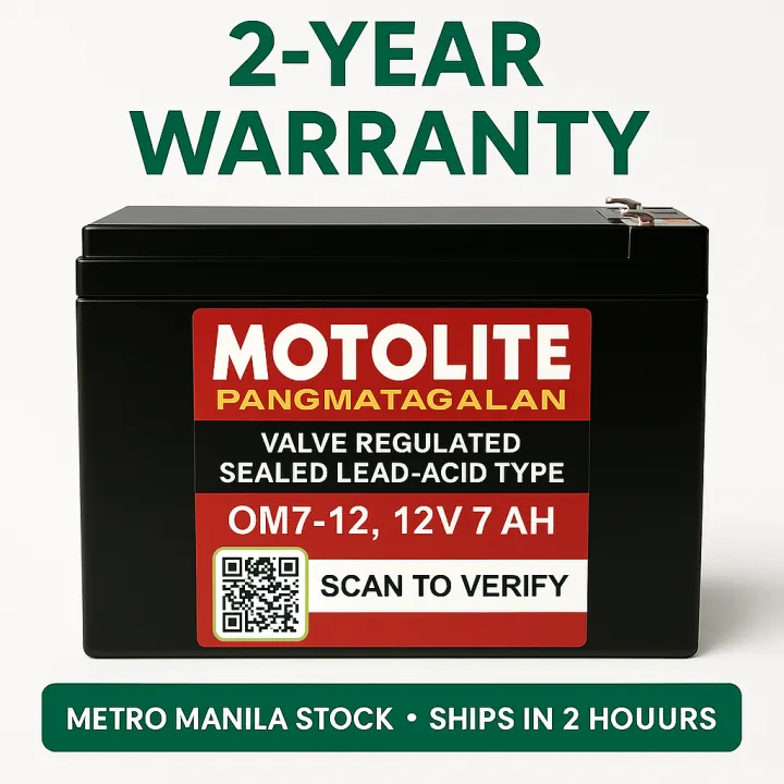 Motolite OM7-12 12V 7AH Battery – Valve Regulated Lead-Acid (VRLA ...