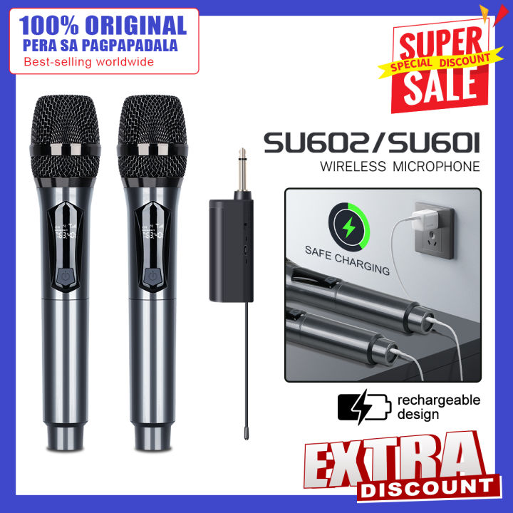 SU601/SU602 UHF wireless na microphones 5V charging, libreng ...