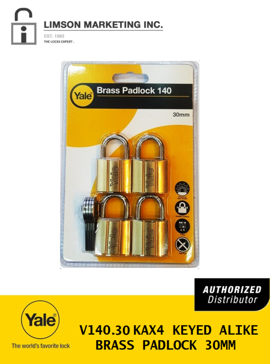 YALE V140-KAX4 KEYED ALIKE SOLID BRASS PADLOCK | Lazada PH