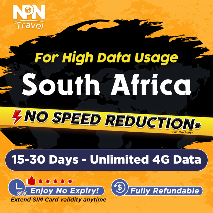 South Africa Travel Data SIM Card [5-15 Days - Unlimited Data] (2.3GB ...