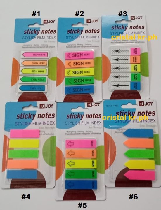 Joy Sticky Notes Stylish Film Index PET 5 in 1 Sign Here Arrow Flag ...