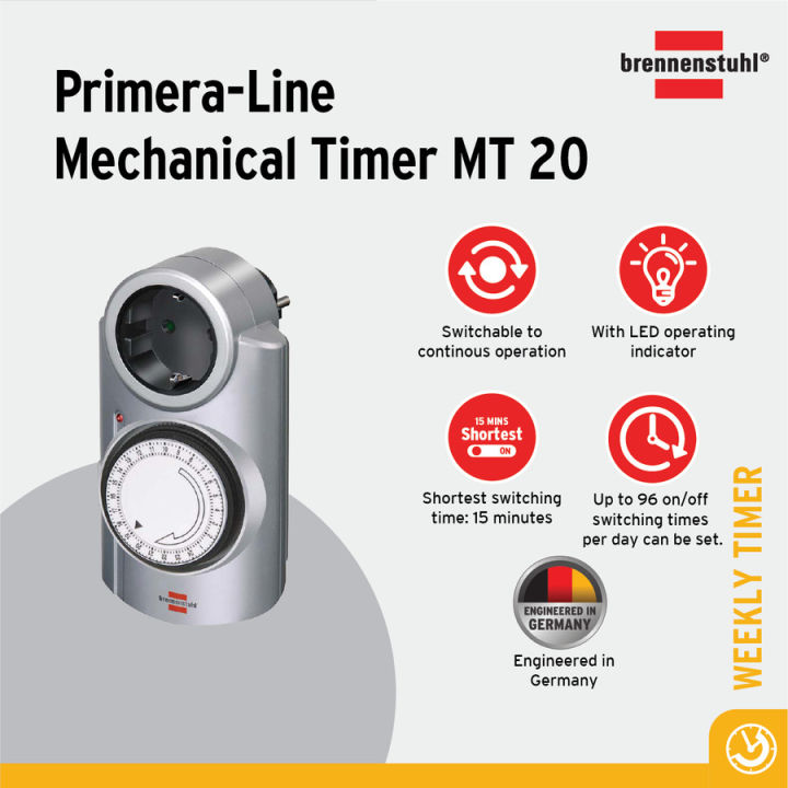 Brennenstuhl Primera Line Mechanical Analog Timer MT 20 / Stop Kontak ...