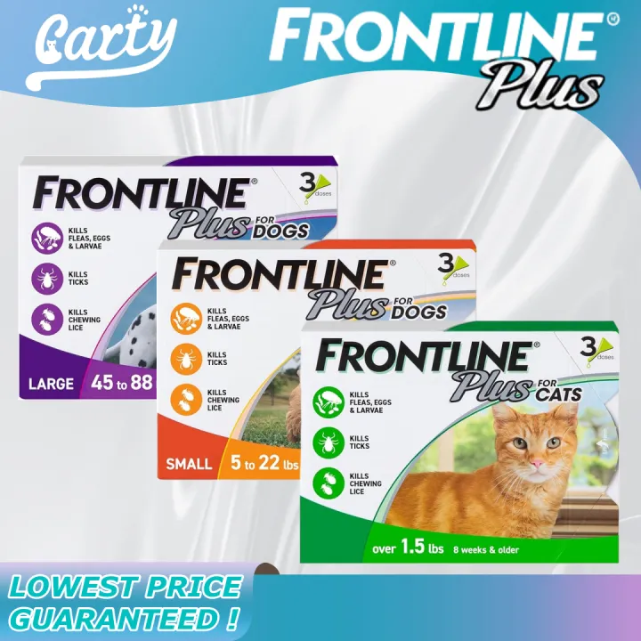 FRONTLINE Plus Flea and Tick Treatment for Dogs and Cats., 3 Treatments ...